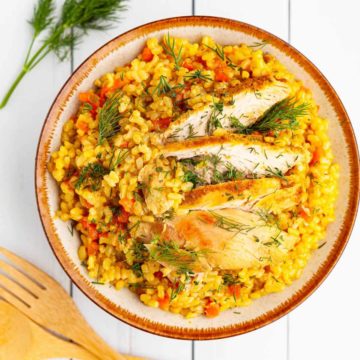 Instant Pot Turmeric Chicken and Brown Rice - Kitchen Skip