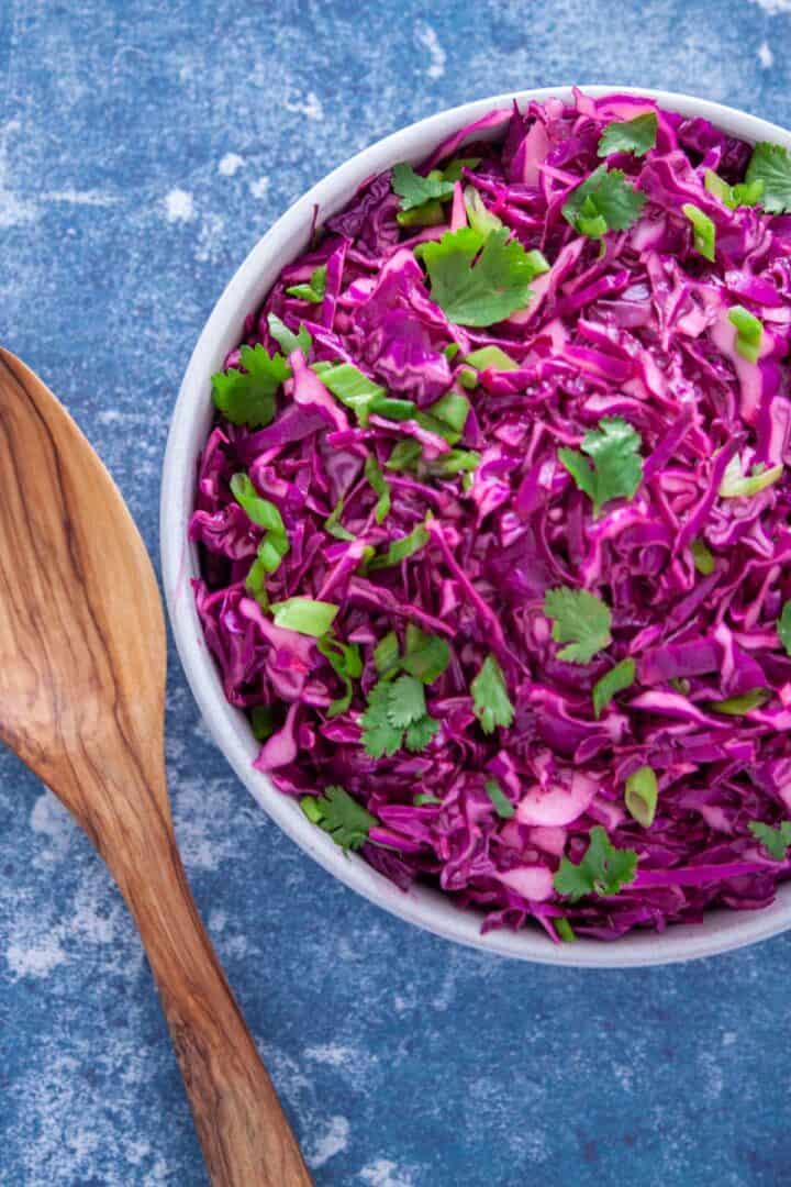 Simple Crunchy Purple Cabbage Slaw - Kitchen Skip